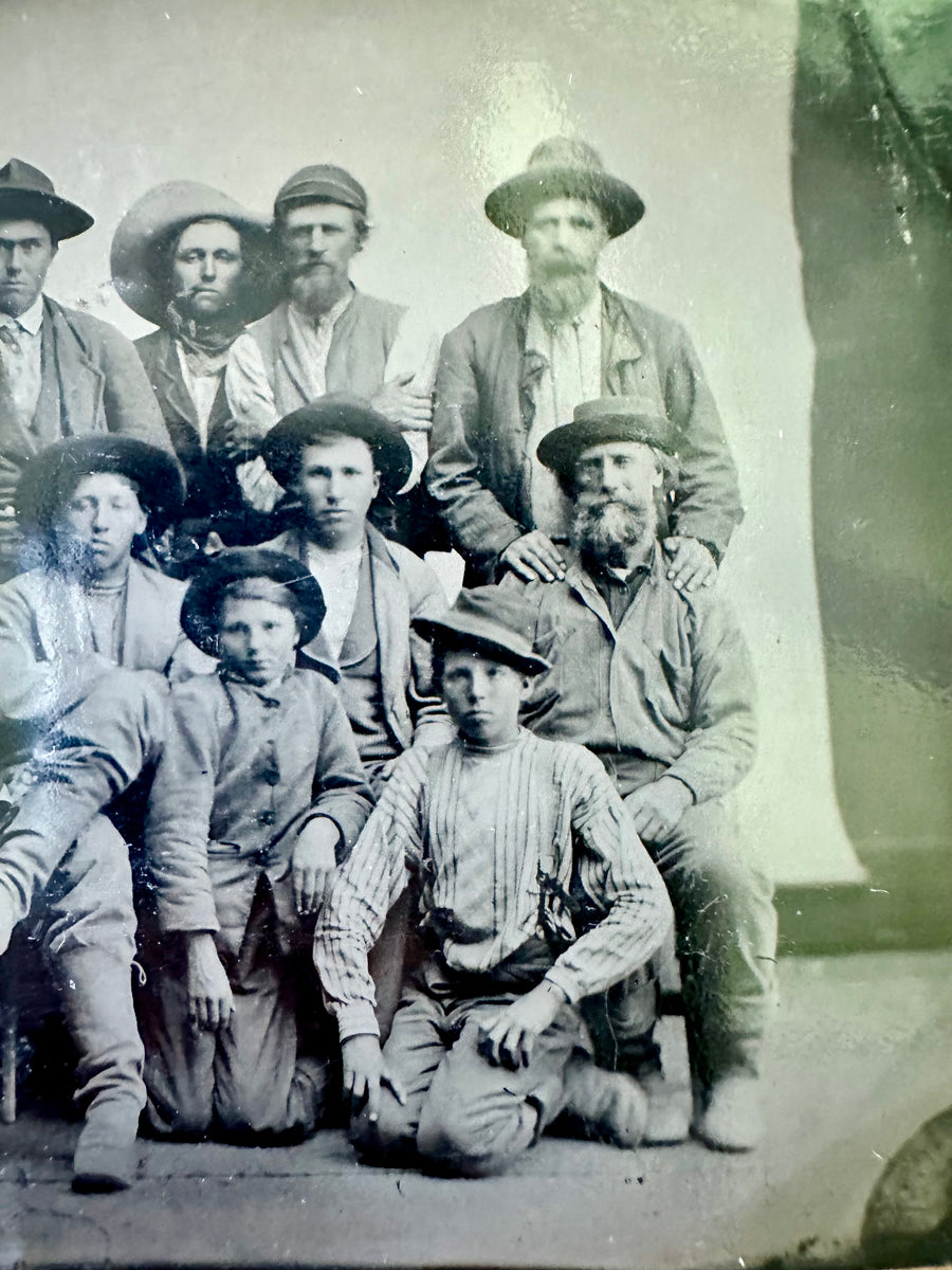 1870s Tintype Photo Large Group of Men & Boy(s) in Tent Studio 1800s ...