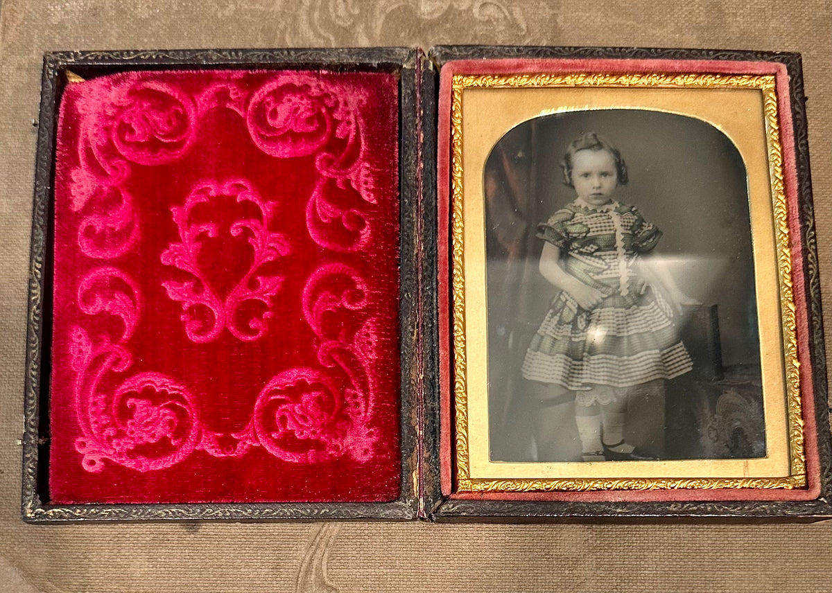 1/4 PLATE Tinted Ruby Ambrotype Little Boy Wearing Dress 1850s Color ...