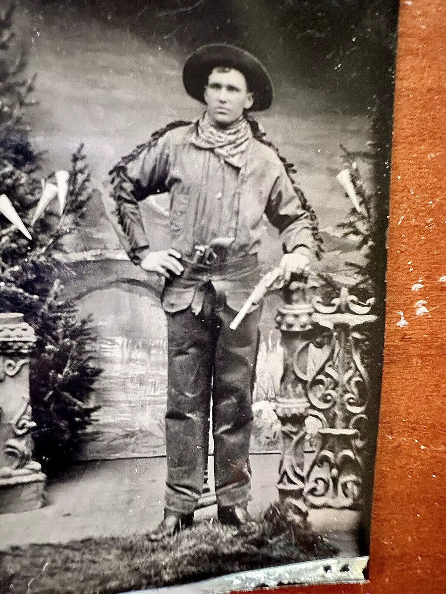Antique Tintype Photo Double armed Cowboy African American Photographe ...