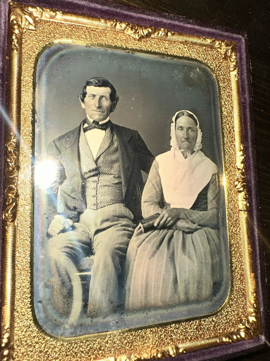 1/4 Marcus A Root Daguerreotype Man & Wife - Leather Case Philadelphia ...