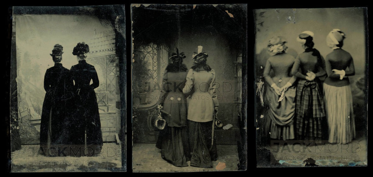 Rare Unusual Rear View Tintype Photo 3 Victorian Women Backs Turned to ...