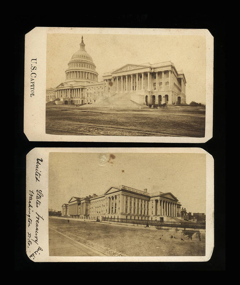 1860s CDV Photos US Capitol & Treasury Buildings / Civil War Era Washi ...