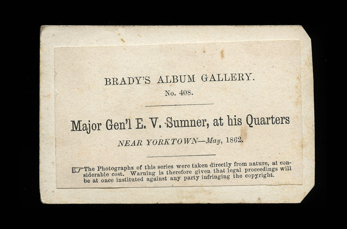 Rare CDV Photo Civil War General Sumner at Quarters - Brady Album Gall ...