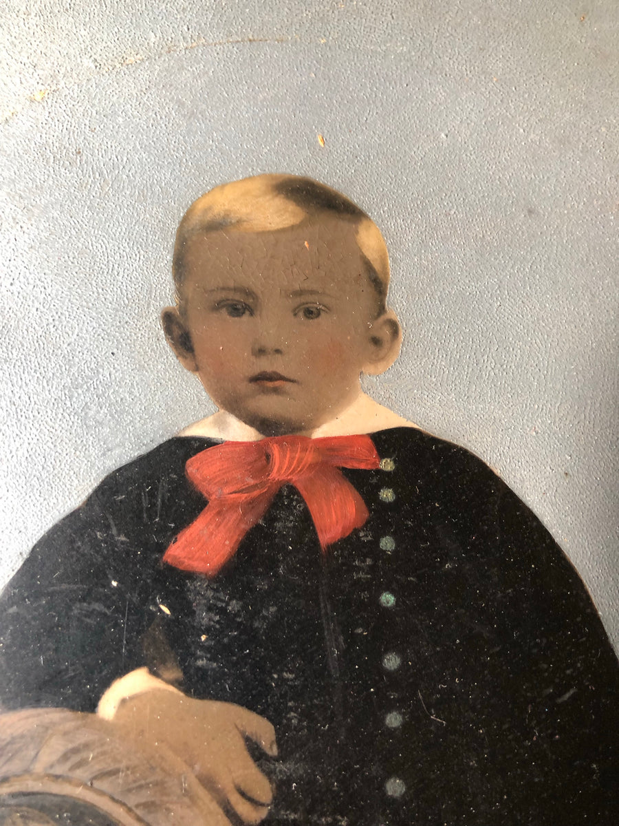 Full Plate Painted Tintype of a Little Boy Holding Hat, Folk Art – The ...